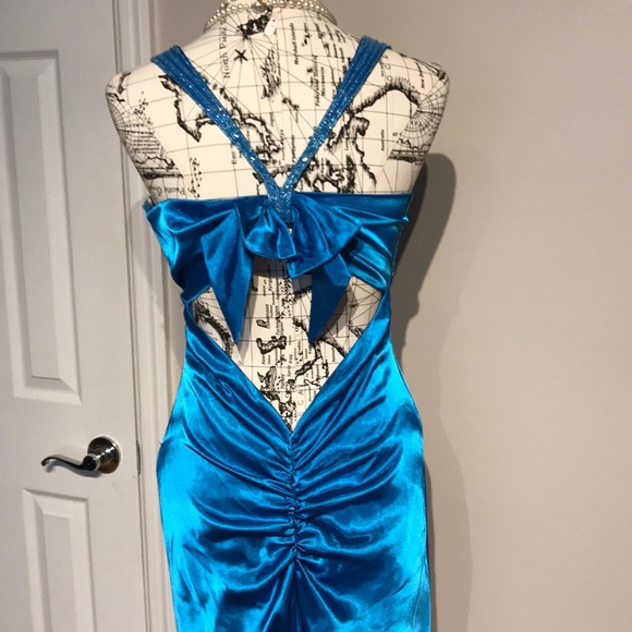 Morgan & Co. | Dresses | Vintage Y2k Satin Embellished Bow Low Back ...